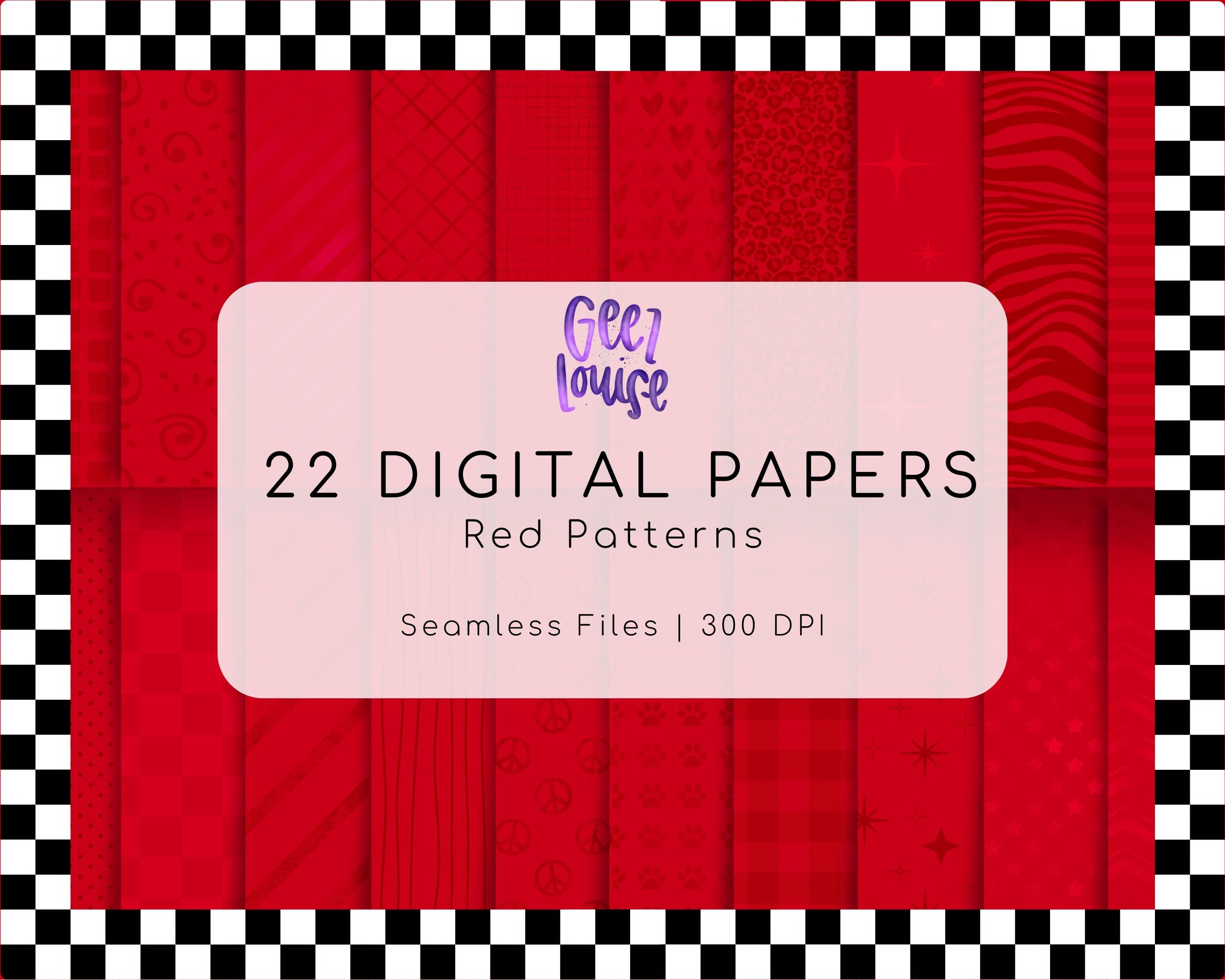Red Seamless Digital Papers • 300 DPI Pattern Bundle – GeezLouise