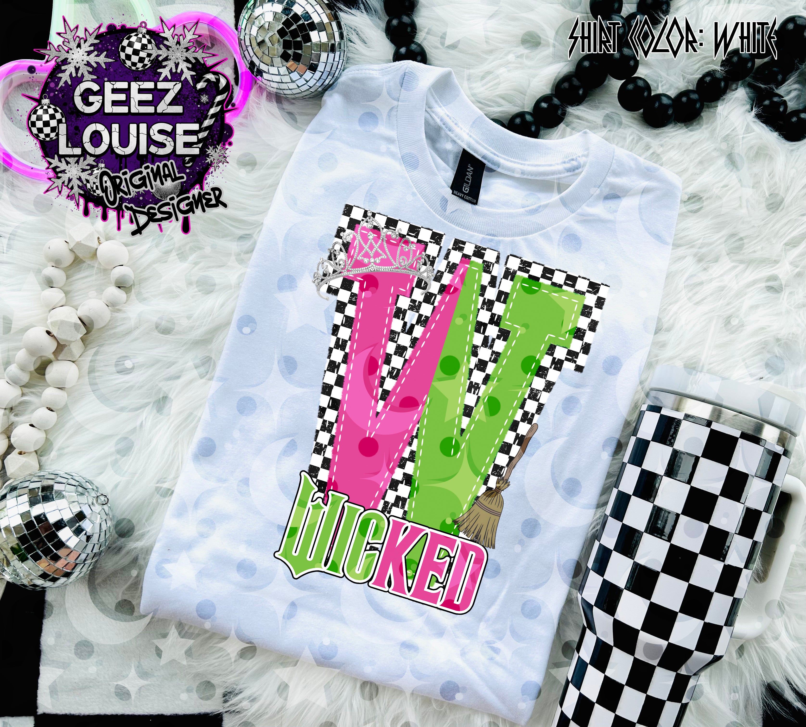Wicked Checkered Letter W – Pink & Green Retro Halloween Digital Desig ...