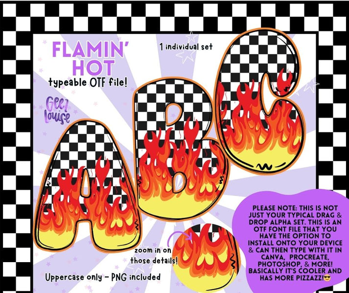 Flamin' Hot - TYPEABLE OTF Font - Alpha Set - Digital Download- PNG ...